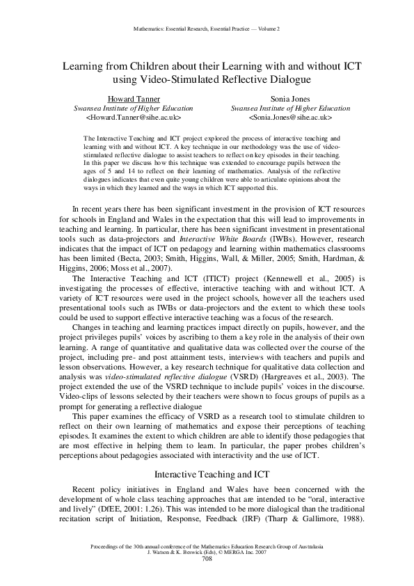 (PDF) Using video‐stimulated reflective dialogue to learn from children ...