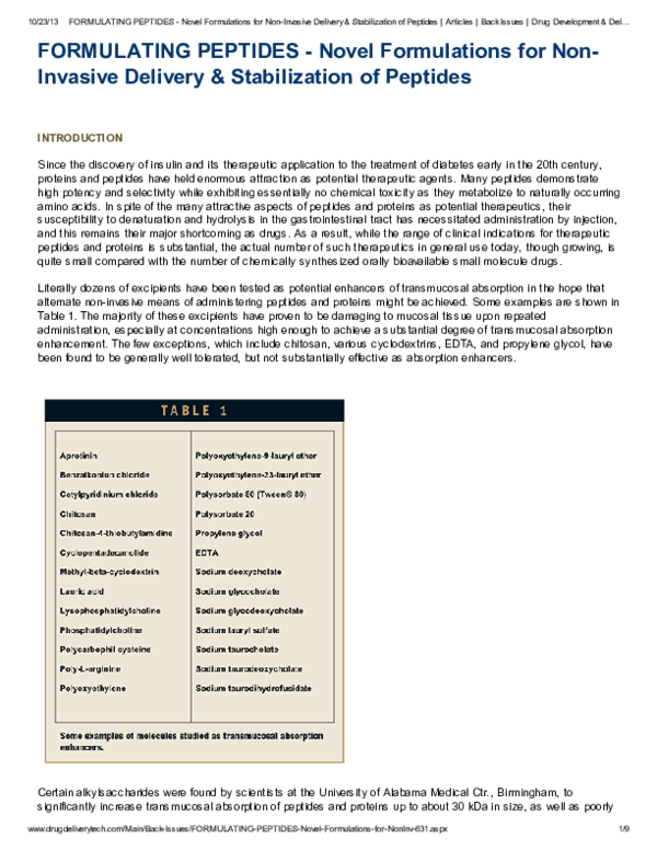 (PDF) Novel Formulations for Non-Invasive Delivery and Stabilization of ...