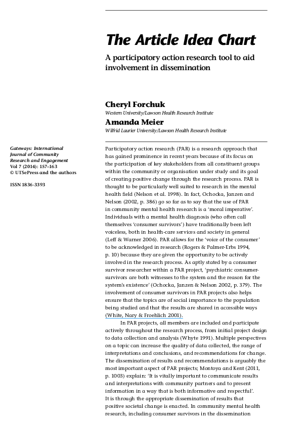 (PDF) The Article Idea Chart: A participatory action research tool to ...