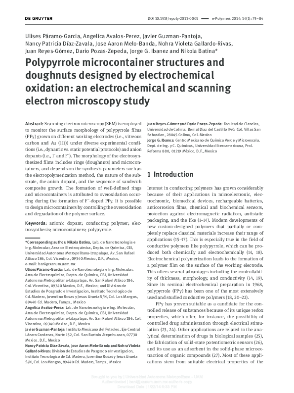 Polypyrrole microcontainer structures and doughnuts designed by ...