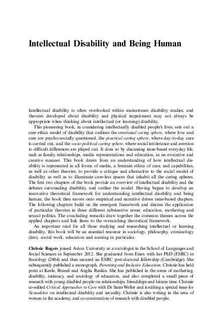 (PDF) Intellectual Disability and Being Human