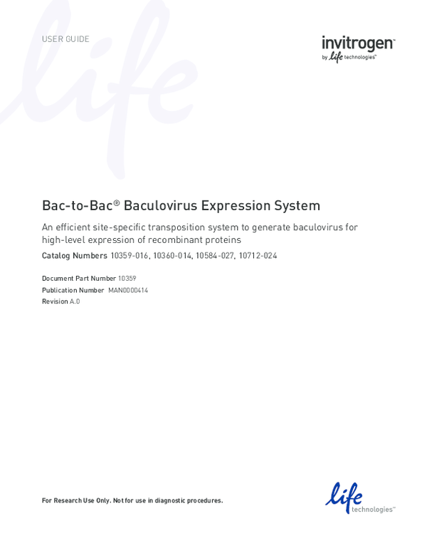 (PDF) USER GUIDE Bac-to-Bac ® Baculovirus Expression System An ...