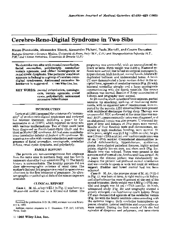 (PDF) Cerebro-reno-digital syndrome in two sibs