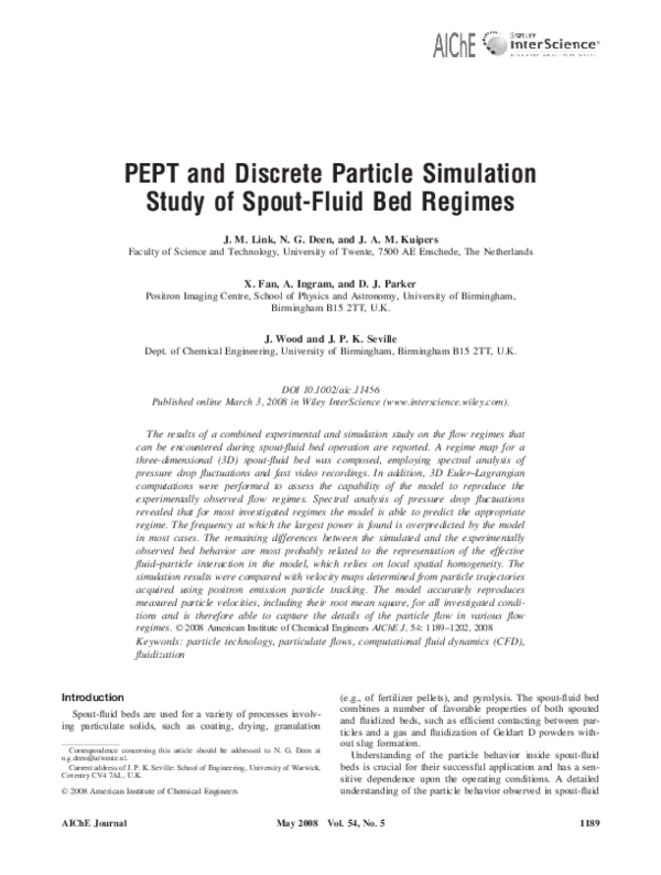 (PDF) PEPT and discrete particle simulation study of spout-fluid bed regimes