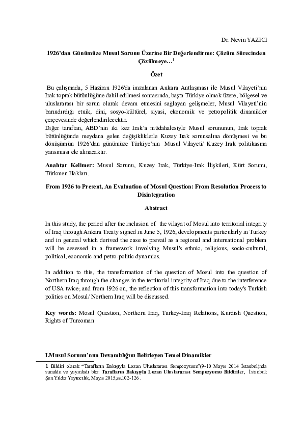 (DOC) From 1926 to Present, An Evaluation of Mosul Question: From ...