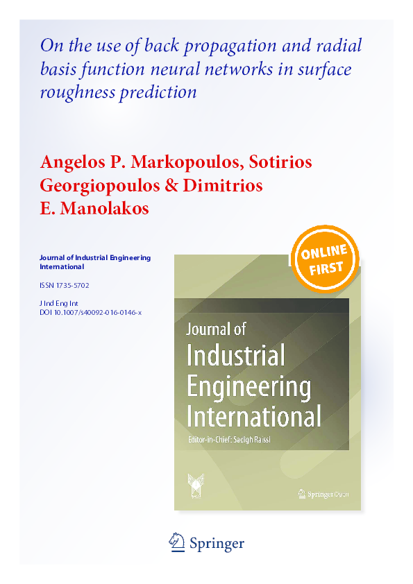 Pdf On The Use Of Back Propagation And Radial Basis Function Neural Networks In Surface