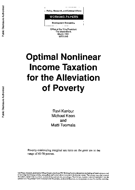 (PDF) Optimal non-linear income taxation for the alleviation of income ...