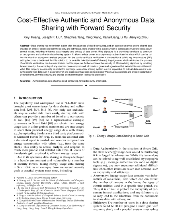 (PDF) Cost-Effective Authentic and Anonymous Data Sharing with Forward Security
