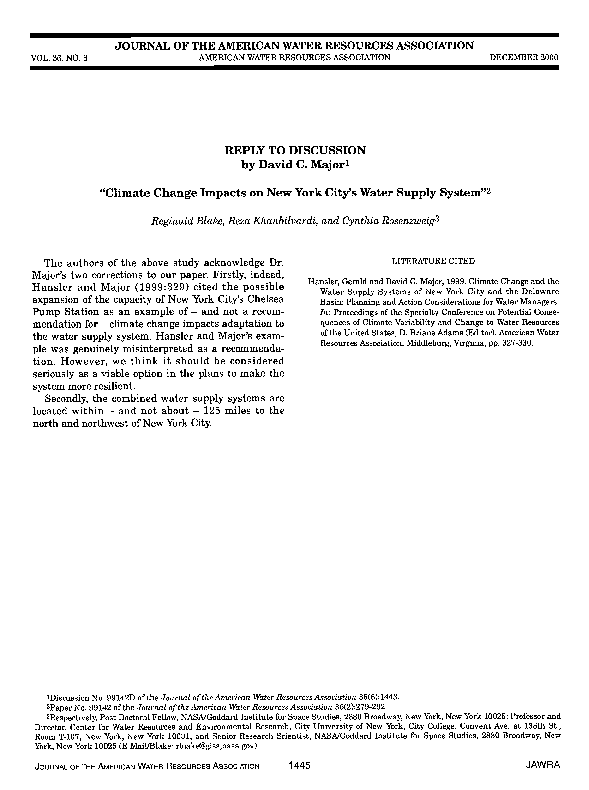(PDF) REPLY TO DISCUSSION by David C. Major
