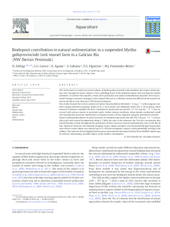 (PDF) Biodeposit contribution to natural sedimentation in a suspended ...