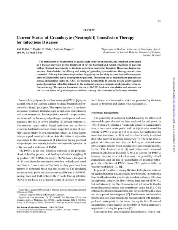 (PDF) Current Status of Granulocyte (Neutrophil) Transfusion Therapy ...