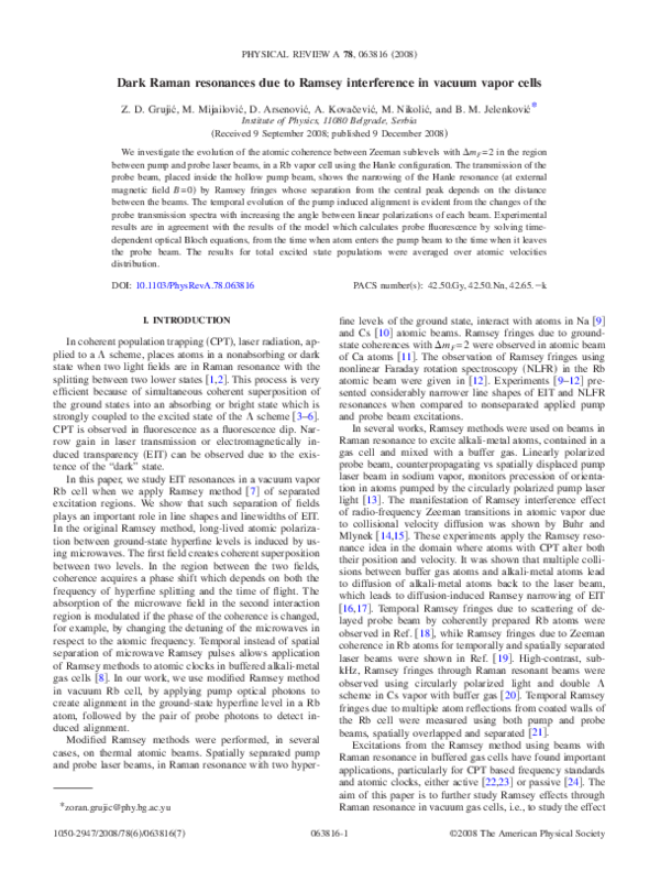 (PDF) Dark Raman resonances due to Ramsey interference in vacuum vapor ...