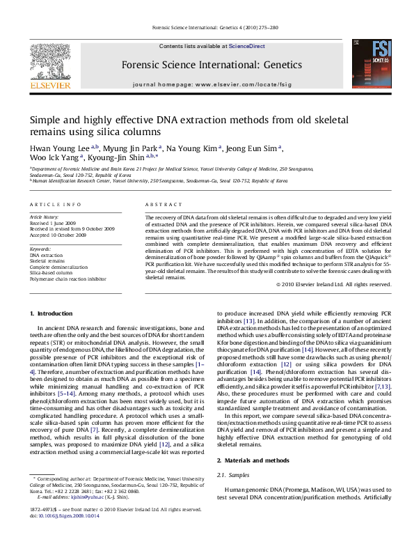 (PDF) Simple and highly effective DNA extraction methods from old ...