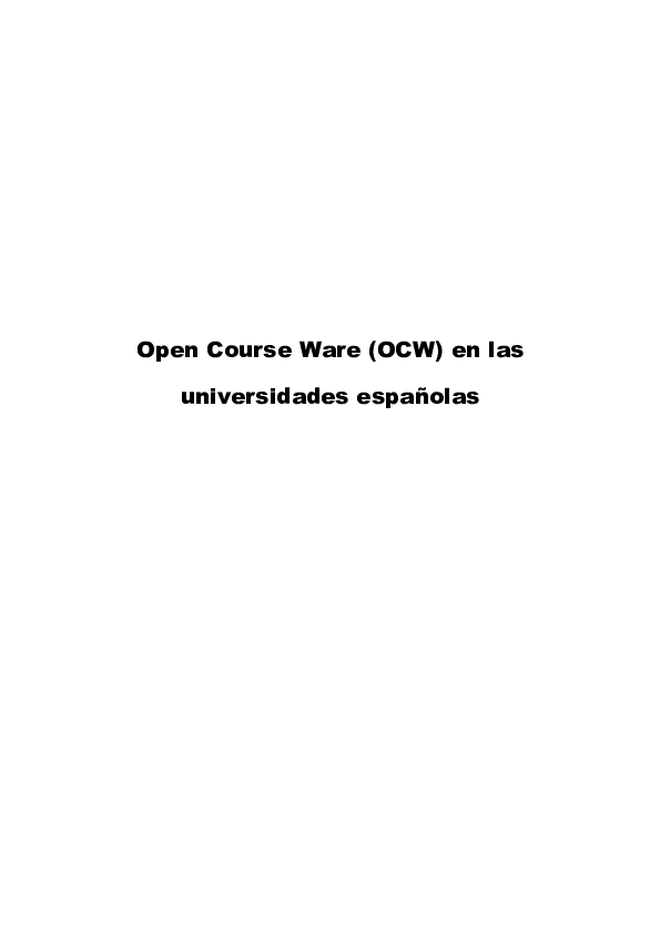 (PDF) Open Course Ware (OCW) en las universidades españolas