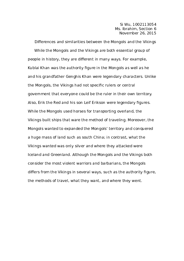 (DOC) The Mongols and the Vikings