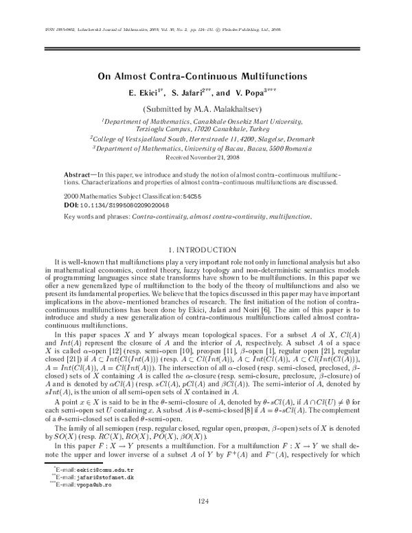 (PDF) On almost contra-continuous multifunctions