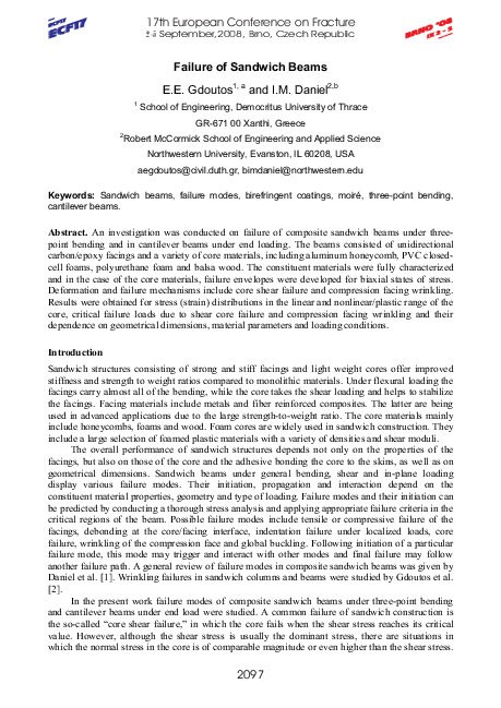 (PDF) Failure of Sandwich Beams
