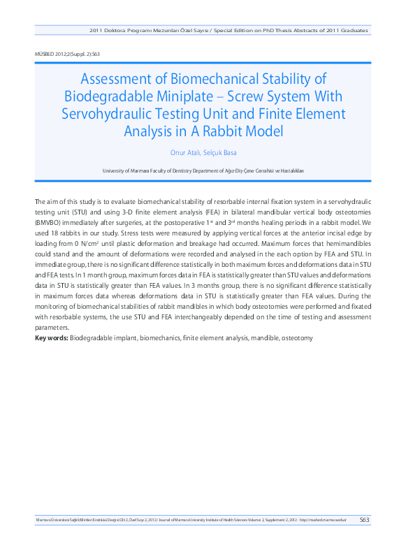(PDF) Assessment of Biomechanical Stability of a Biodegradable Fixation ...