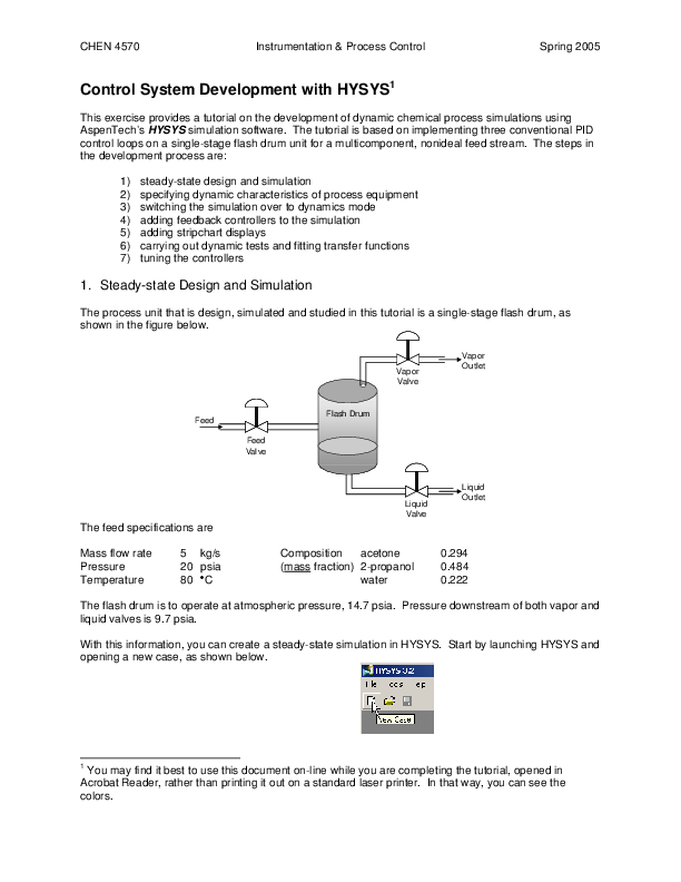 (PDF) Control System Development with HYSYS 1
