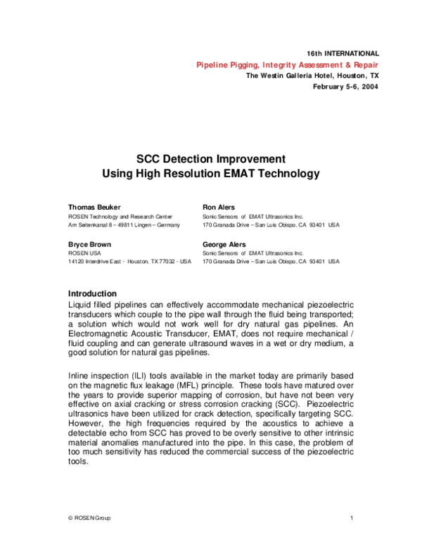 Pdf Scc Detection Improvement Using High Resolution Emat Technology