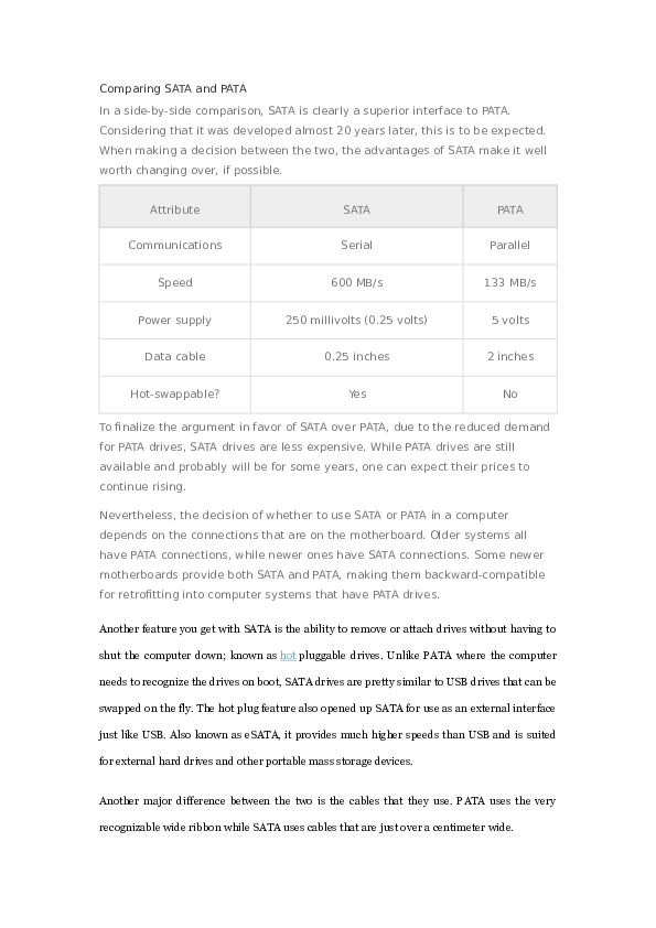 (DOC) Comparing SATA and PATA