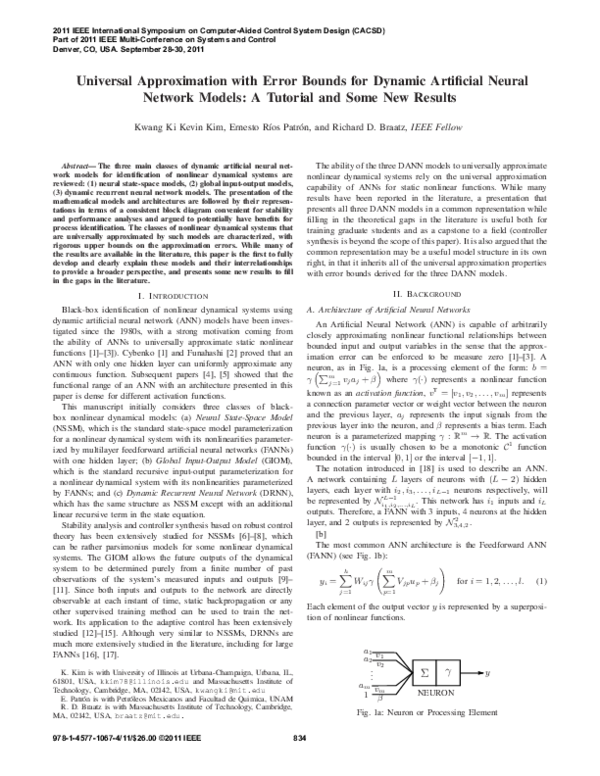 Pdf Universal Approximation With Error Bounds For Dynamic Artificial