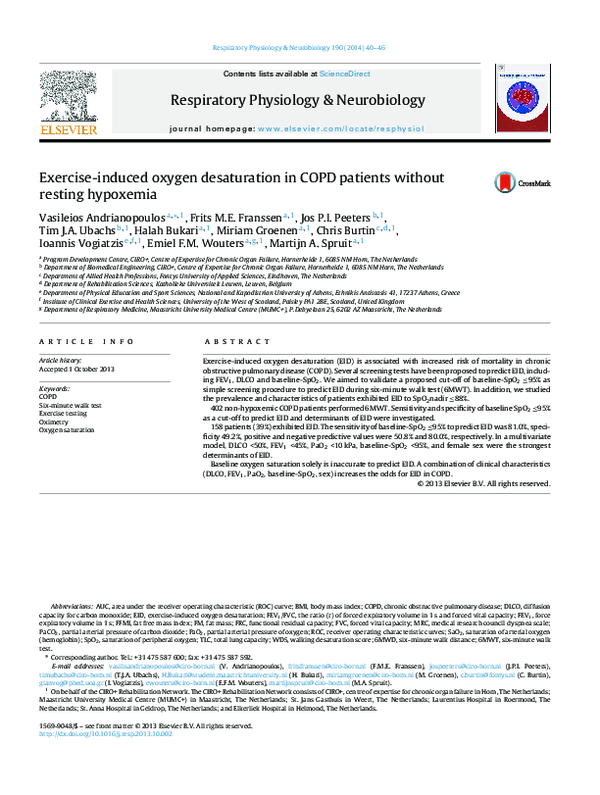 (PDF) Exercise-induced oxygen desaturation in COPD patients without ...