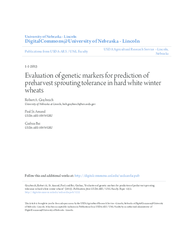 (PDF) Evaluation of genetic markers for prediction of preharvest ...