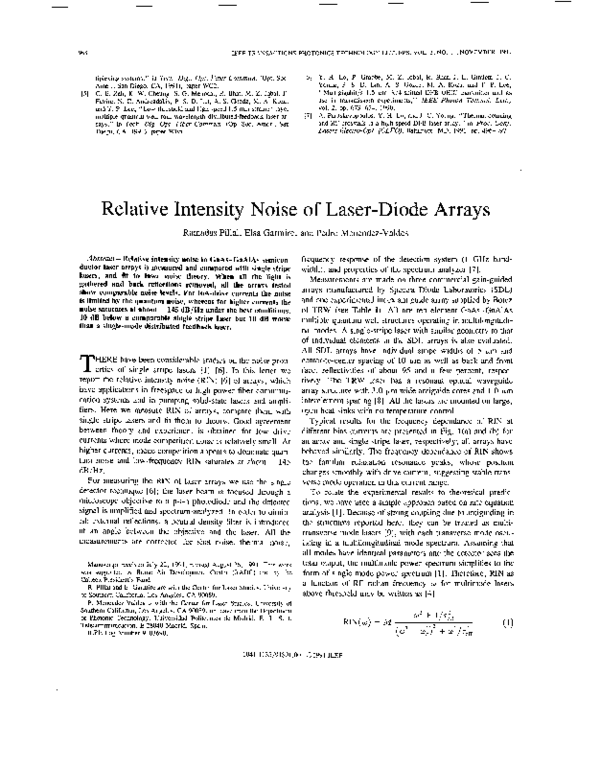 (PDF) Relative intensity noise of laser-diode arrays