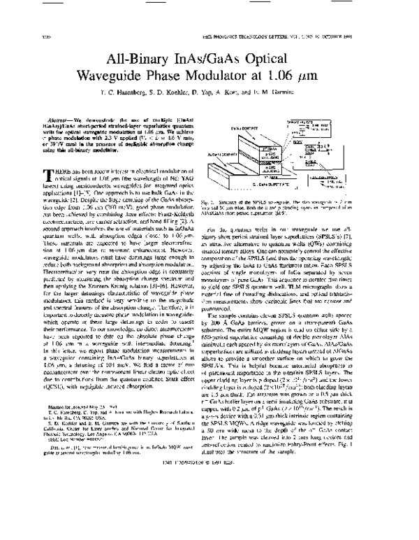 (PDF) All-binary InAs/GaAs optical waveguide phase modulator at 1.06 /spl mu/m