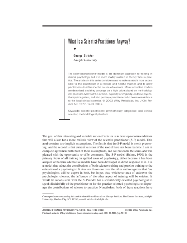 (PDF) What is a scientist-practitioner anyway?