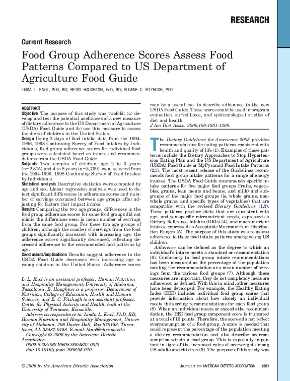 (PDF) Food Group Adherence Scores Assess Food Patterns Compared to US ...