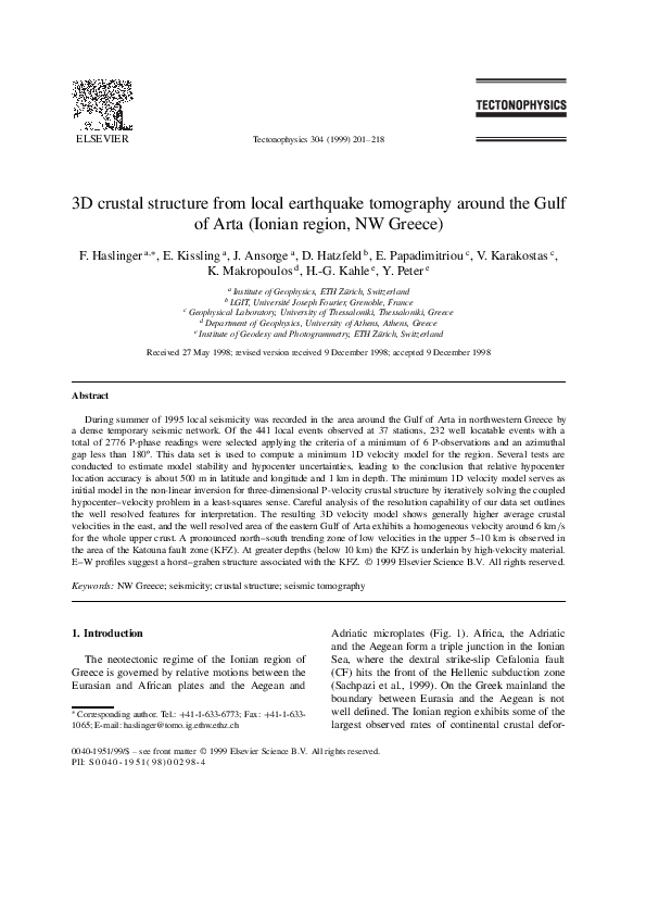 (PDF) 3D crustal structure from local earthquake tomography around the ...