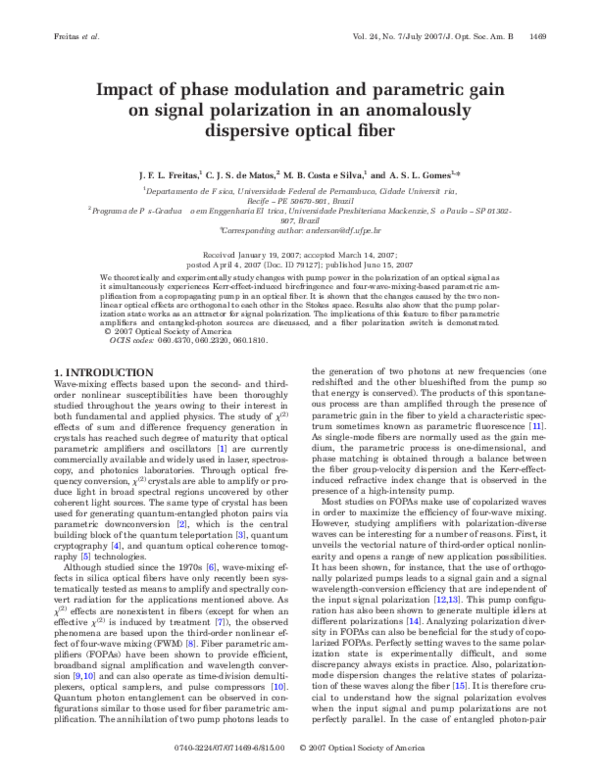(PDF) Impact of phase modulation and parametric gain on signal ...
