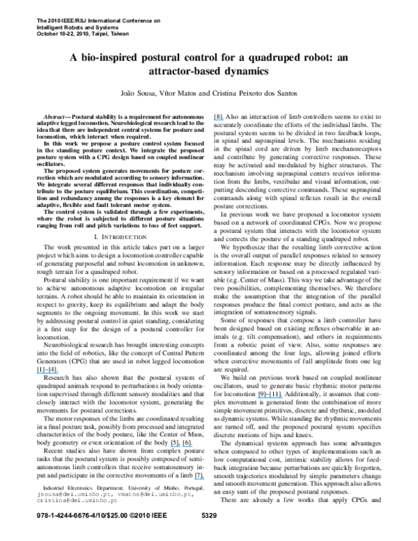 (PDF) A bio-inspired postural control for a quadruped robot: An attractor-based dynamics
