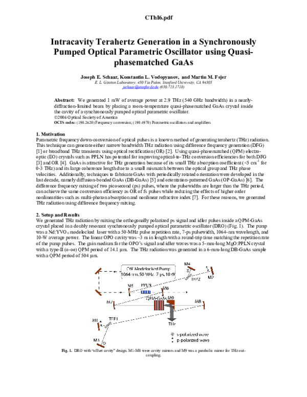 (PDF) Intracavity Terahertz Generation in a Synchronously Pumped Optical Parametric Oscillator ...