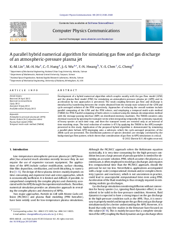 (PDF) A parallel hybrid numerical algorithm for simulating gas flow and gas discharge of an ...