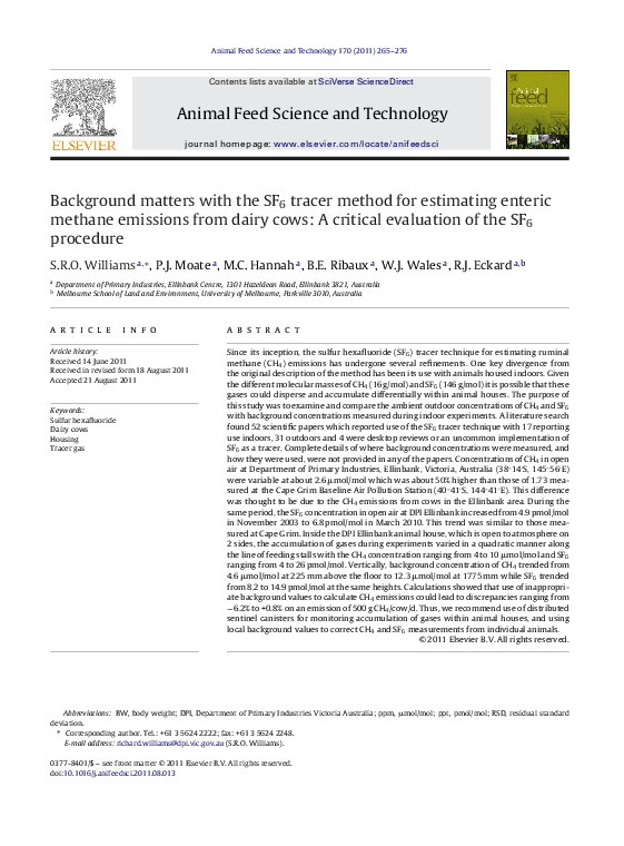 (PDF) Background matters with the SF6 tracer method for estimating ...