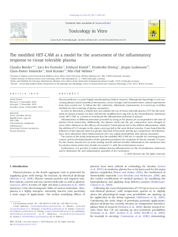 (PDF) The modified HET-CAM as a model for the assessment of the ...