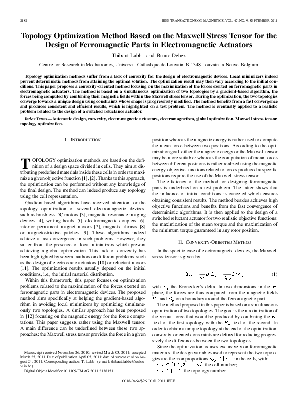 (PDF) Topology Optimization Method Based on the Maxwell Stress Tensor ...