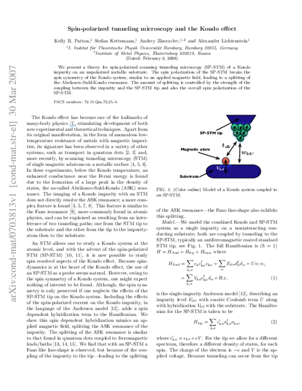 (PDF) Spin-polarized tunneling microscopy and the Kondo effect