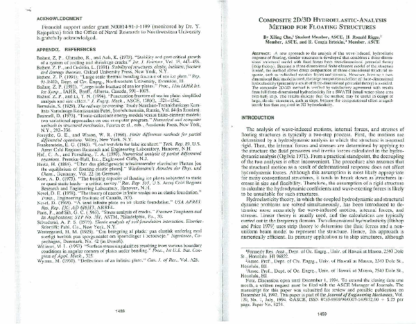 (PDF) Composite 2D/3D Hydroelastic‐Analysis Method for Floating Structures