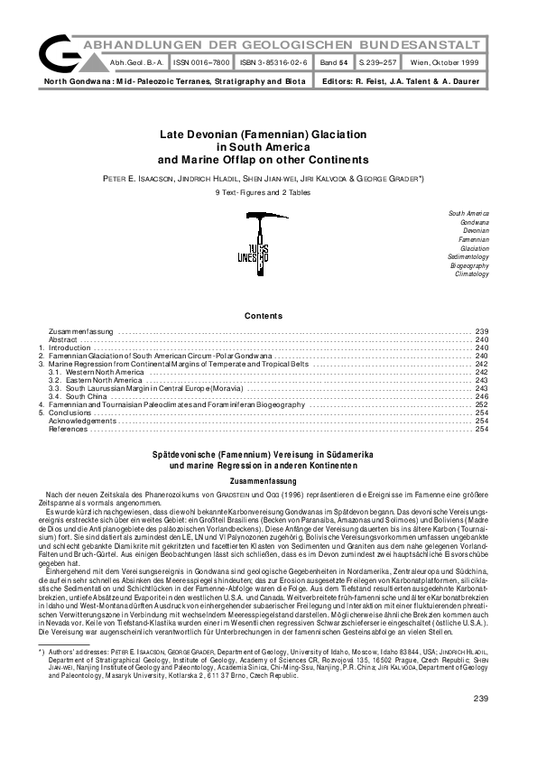 (PDF) Late Devonian (Famennian) Glaciation in South America and Marine ...