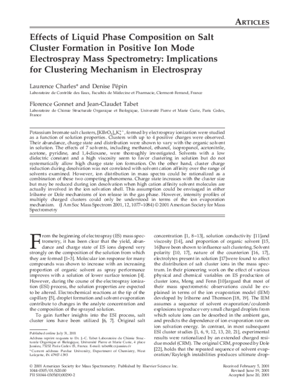 (PDF) Effects of liquid phase composition on salt cluster formation in ...
