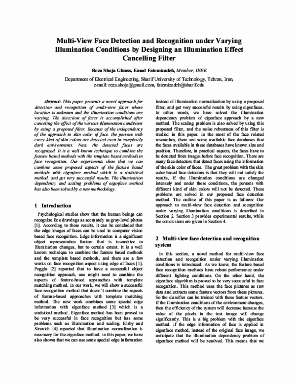 (PDF) Multi-view face detection and recognition under variable lighting using fuzzy logic
