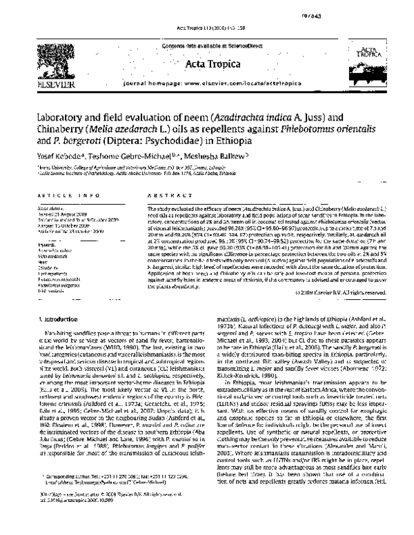 (PDF) Laboratory and field evaluation of neem (Azadirachta indica A ...