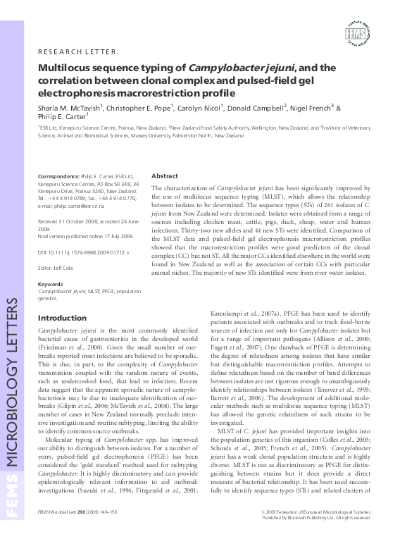 (PDF) Multilocus sequence typing of Campylobacter jejuni and Campylobacter coli strains isolated ...
