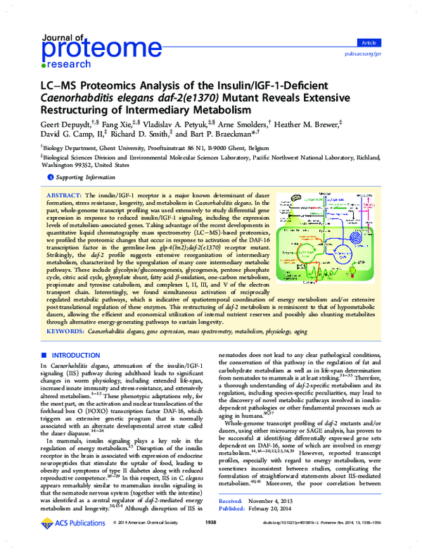 (PDF) LC–MS Proteomics Analysis of the Insulin/IGF-1-Deficient Caenorhabditis elegans daf-2 ...