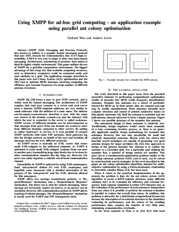 (PDF) Using XMPP for ad-hoc grid computing - an application example using parallel ant colony ...