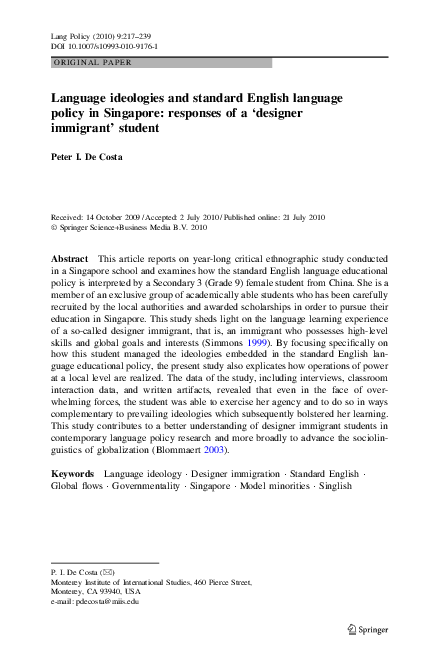 (PDF) Language Ideologies and Standard English Language Policy in ...